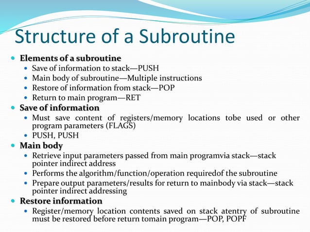 Subroutine & string in 8086 Microprocessor | PPTX