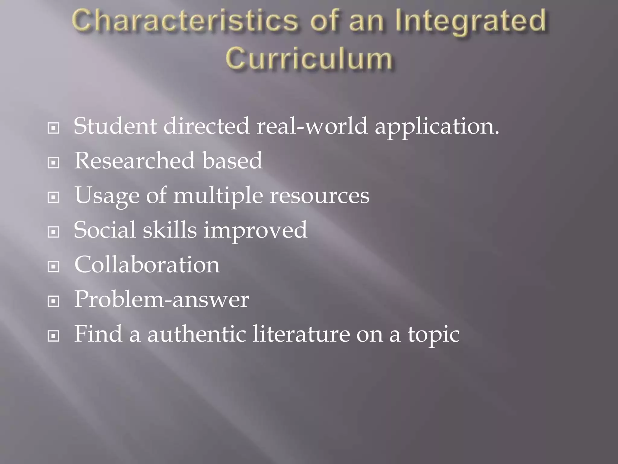 integrated curriculum | PPTX