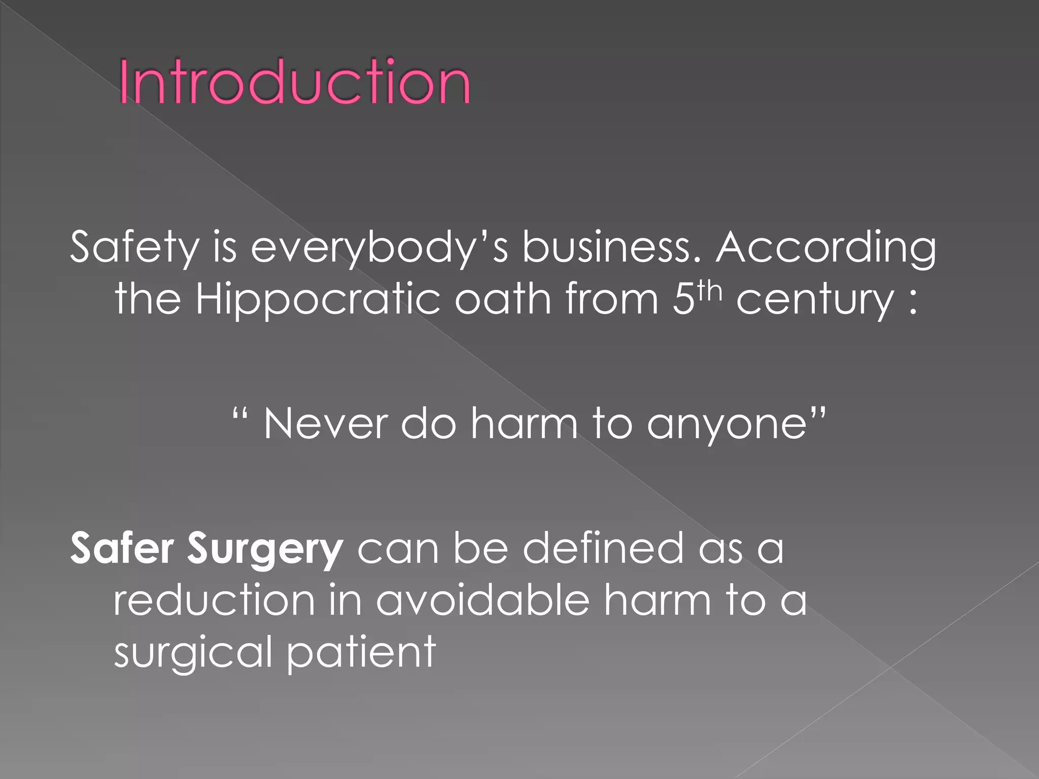 Surgical Safety & Safer surgery | PPTX