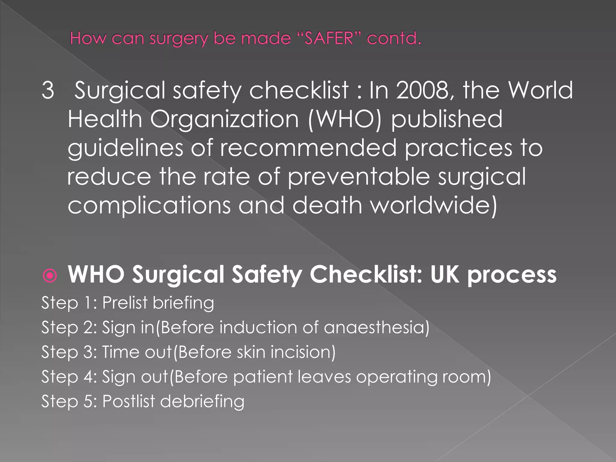 Surgical Safety & Safer surgery | PPTX