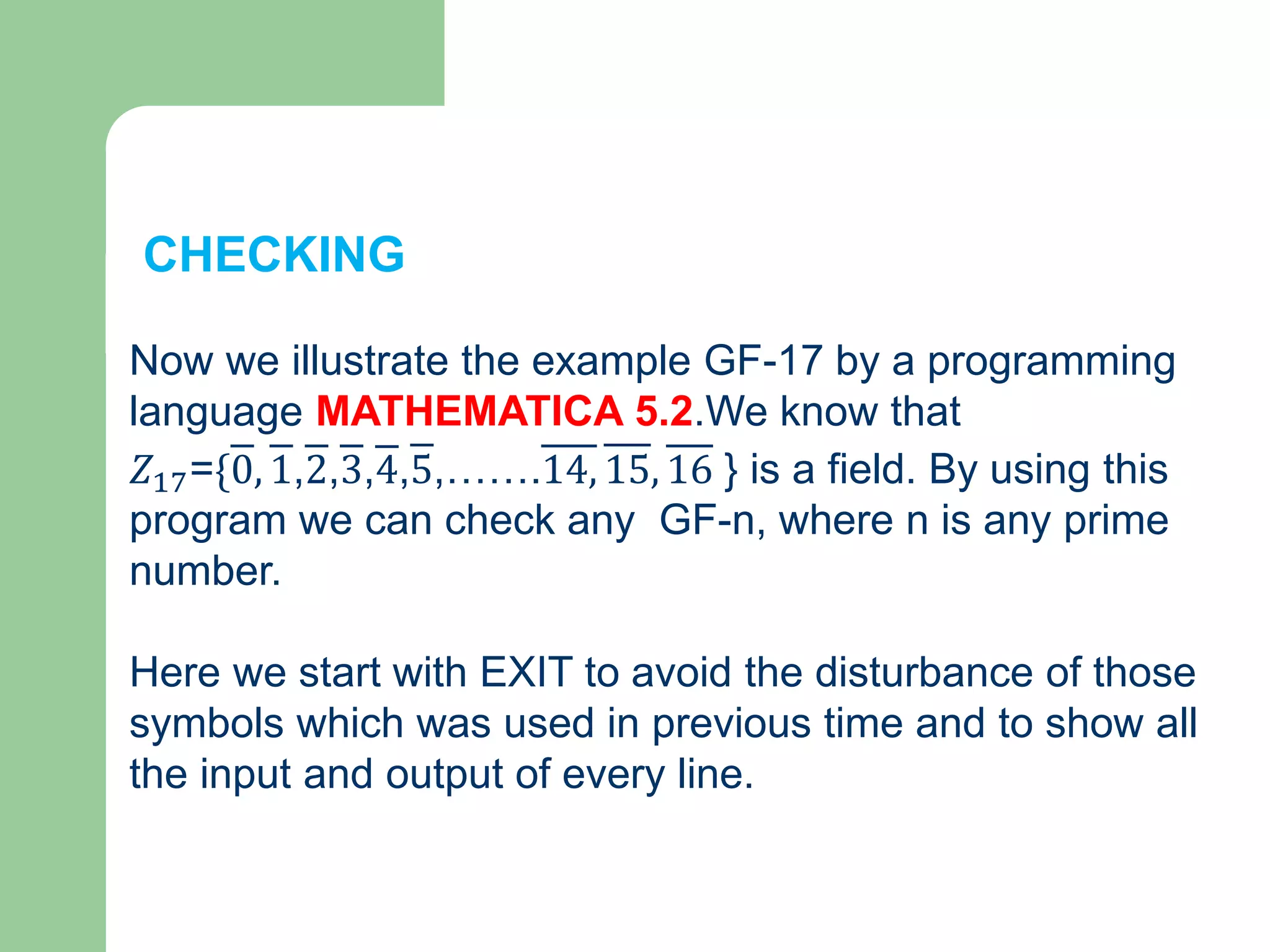 A Short Study of Galois Field | PPTX