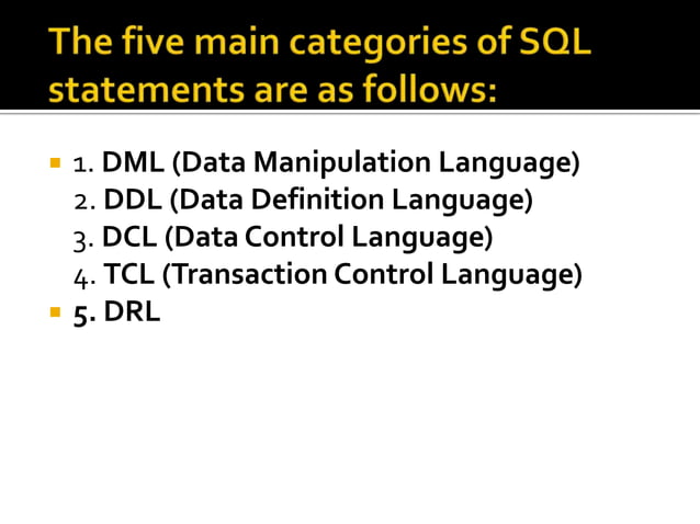 DML, DDL, DCL ,DRL/DQL and TCL Statements in SQL with Examples