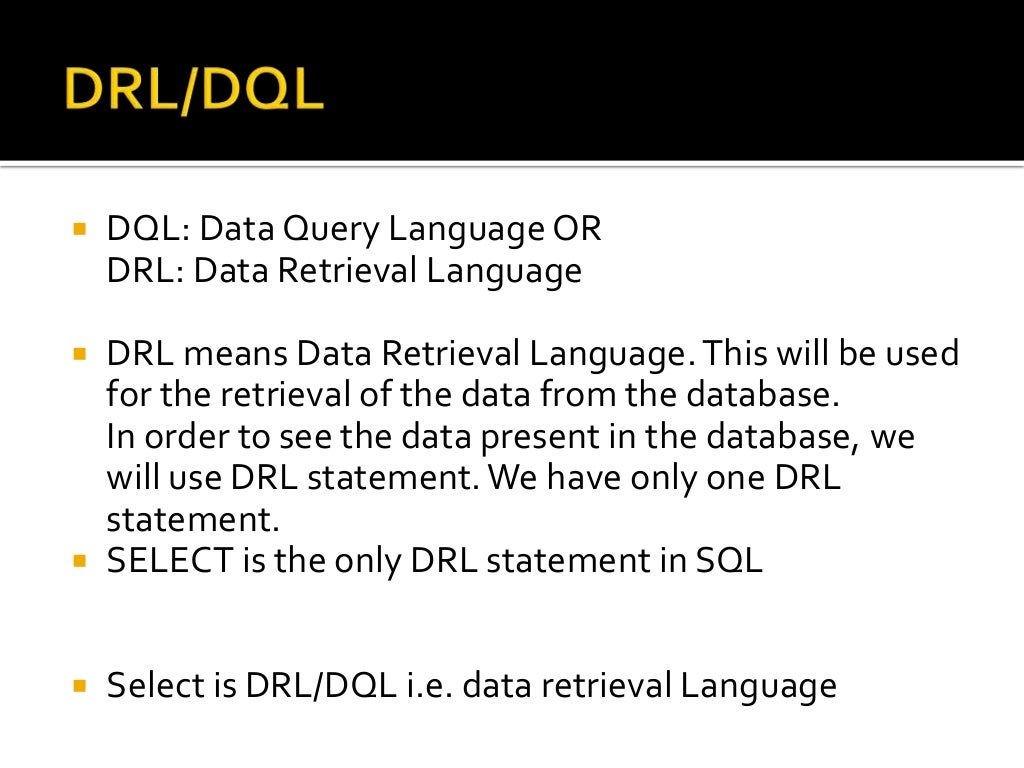 Dml Ddl Dcl Drldql And Tcl Statements In Sql With Examples