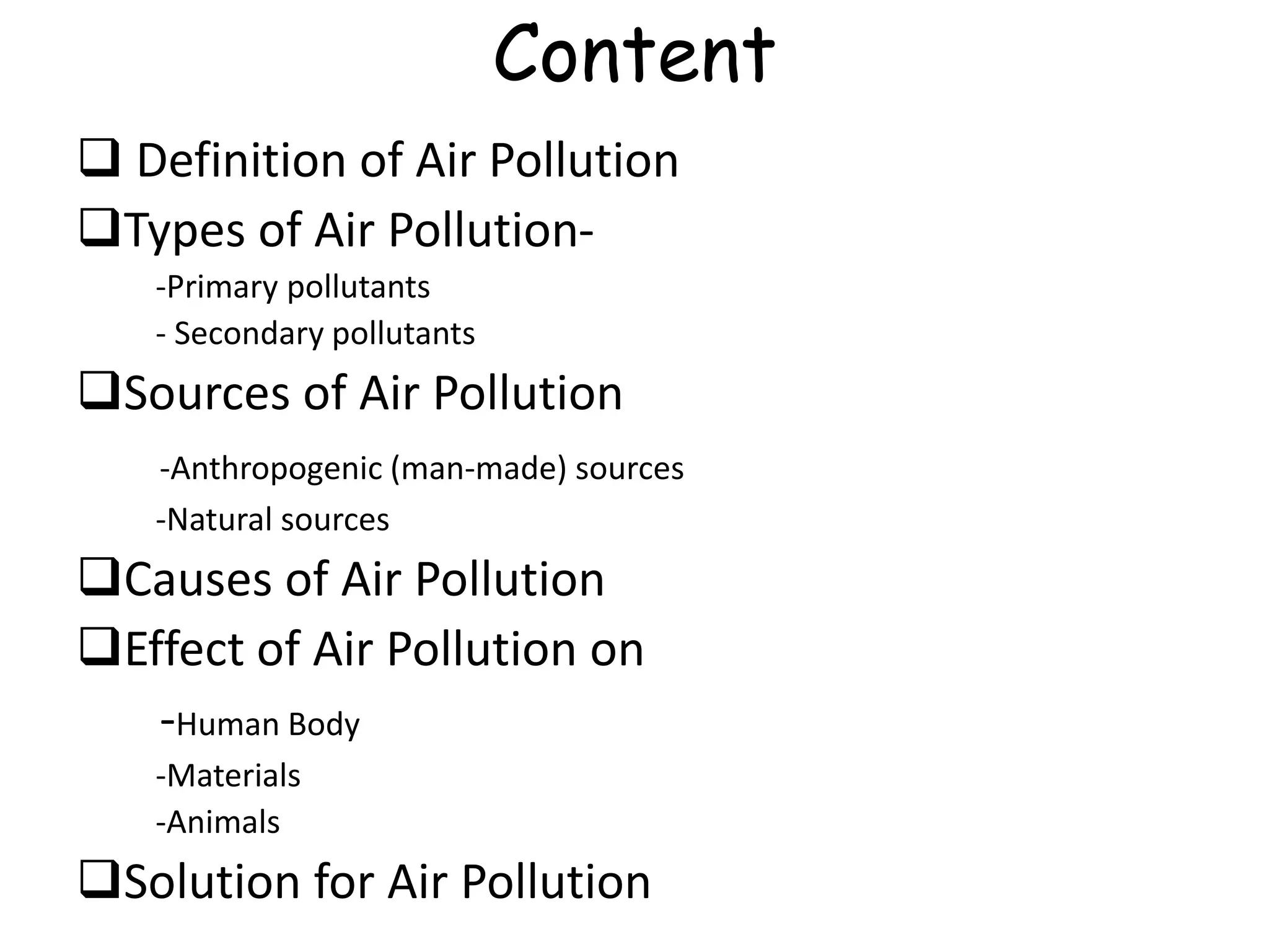 Air Pollution (slide presentation) | PPTX