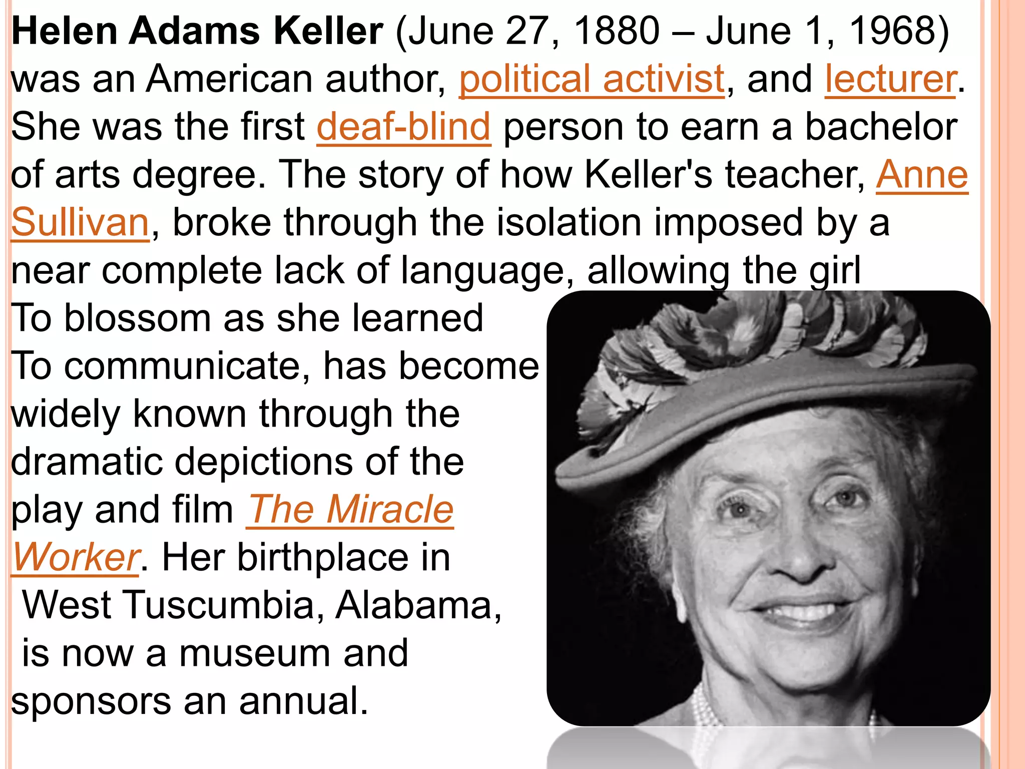 the story of my life by helen keller | PPTX | Biographies | Genres