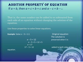 Linear Equation in one variable - Class 8 th Maths | PPT