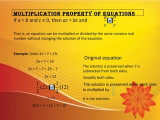 Linear Equation in one variable - Class 8 th Maths | PPT