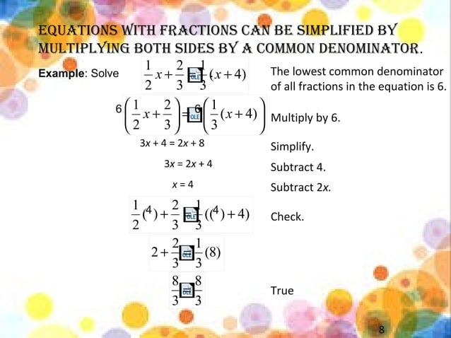 Linear Equation in one variable - Class 8 th Maths | PPT