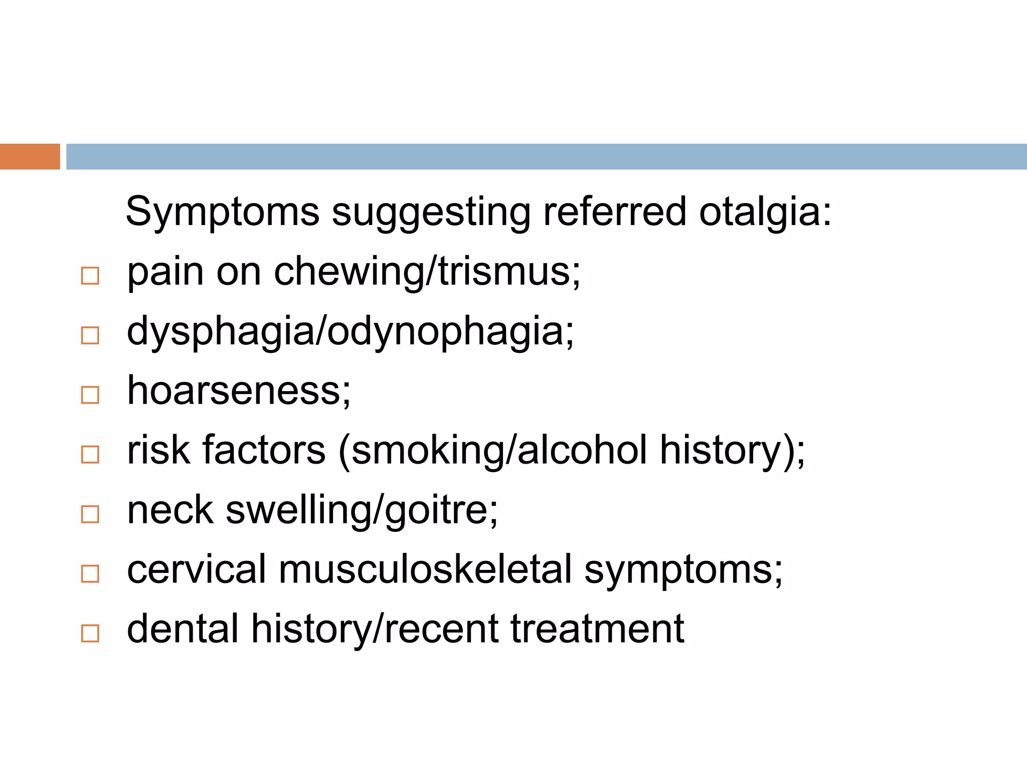 otalgia causes and management | PPTX