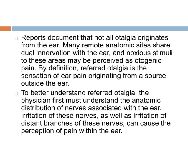 otalgia causes and management | PPTX | Ear, Nose and Throat Conditions ...