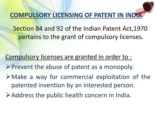 Compulsory licensing (patents) | PPTX