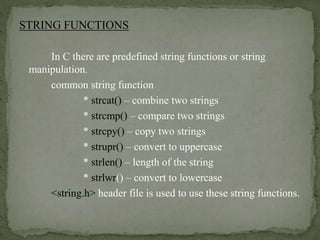 Managing I/O & String function in C | PPT