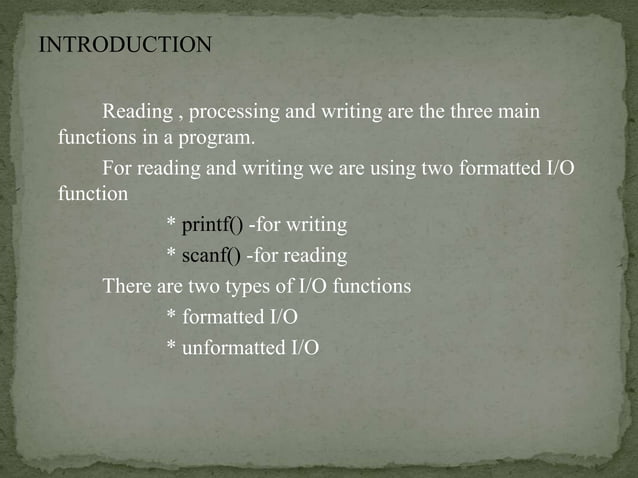 Managing I/O & String function in C | PPT