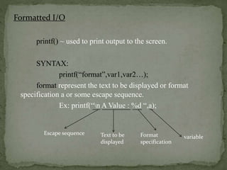 Managing I/O & String function in C | PPT