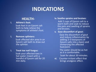# USE OF EPSOM SALT IN HYDROTHERAPY, # MAGNESIUM SULPHATE | PPTX