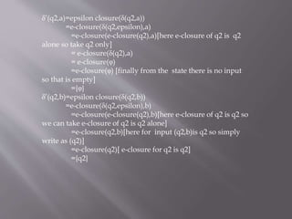 simple problem to convert NFA with epsilon to without epsilon | PPTX