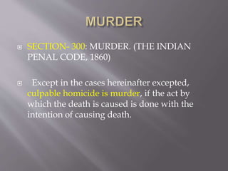 culpable homicide, murder and grievous hurt | PPTX