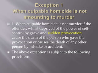 culpable homicide, murder and grievous hurt | PPTX
