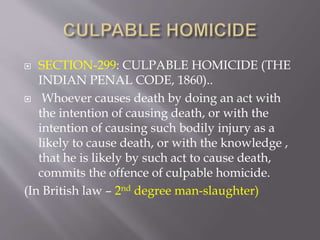 culpable homicide, murder and grievous hurt | PPTX