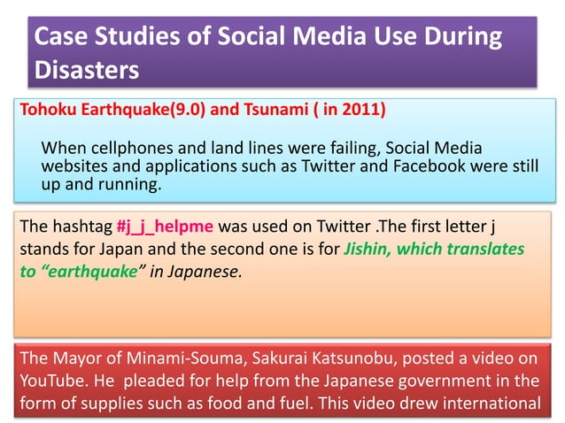 ROLE OF SOCIAL MEDIA IN DISASTER MANAGEMENT | PPTX | Social Networking ...