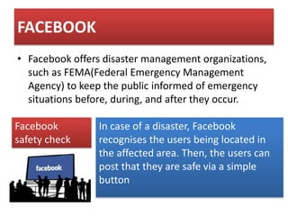 ROLE OF SOCIAL MEDIA IN DISASTER MANAGEMENT | PPTX