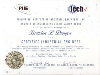 Certified Industrial Engineer | PPT