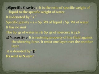 PROPERTIES OF FLUIDS & ITS PRESSURE MEASURMENTS | PPT