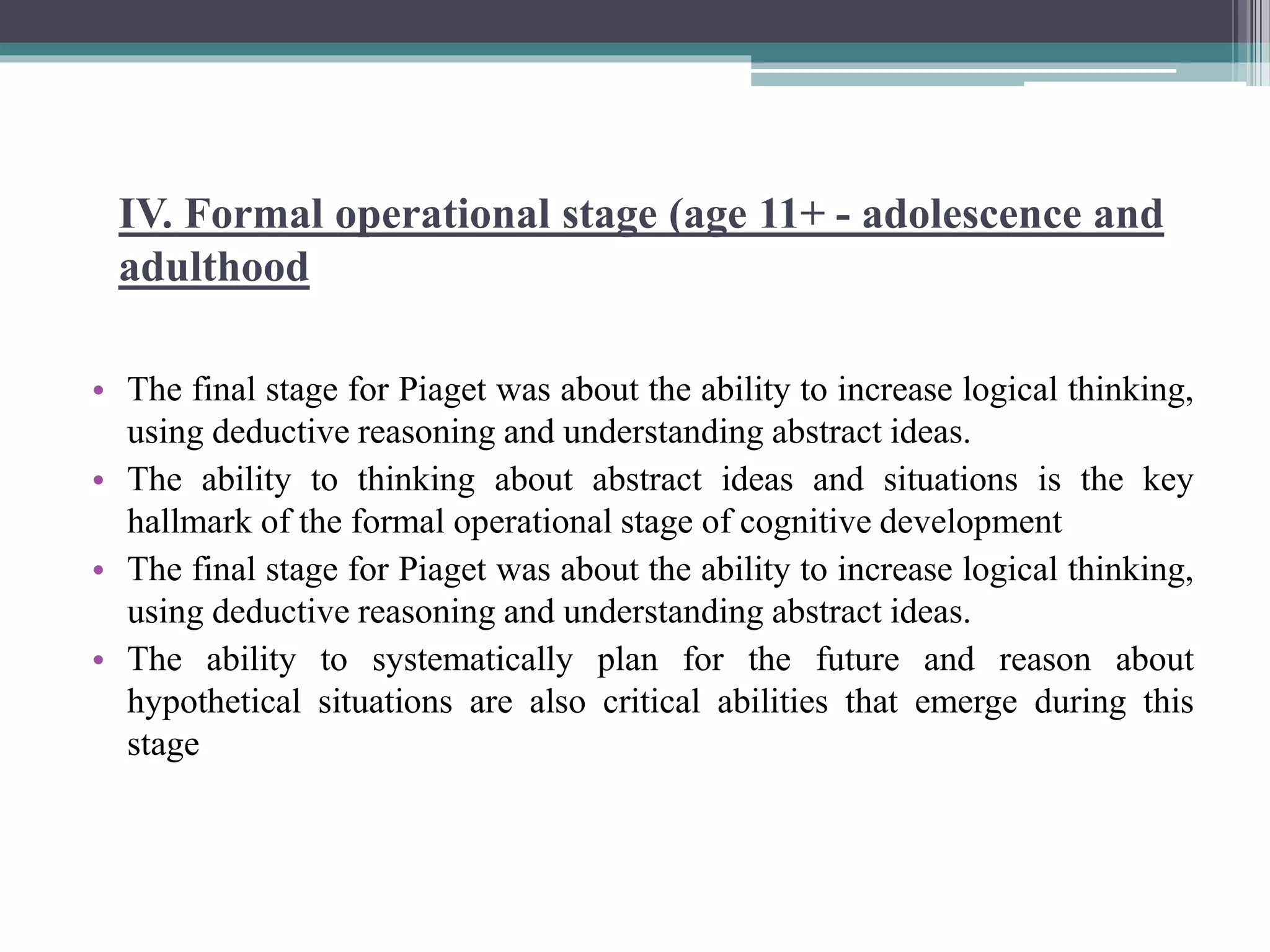 Jean Piaget's theory of cognitive development | PPTX