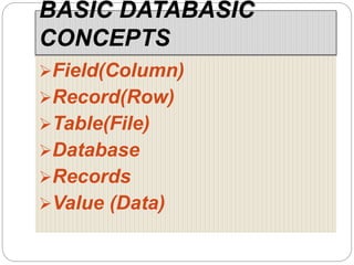 DATABASE PRESENTATION | PPTX