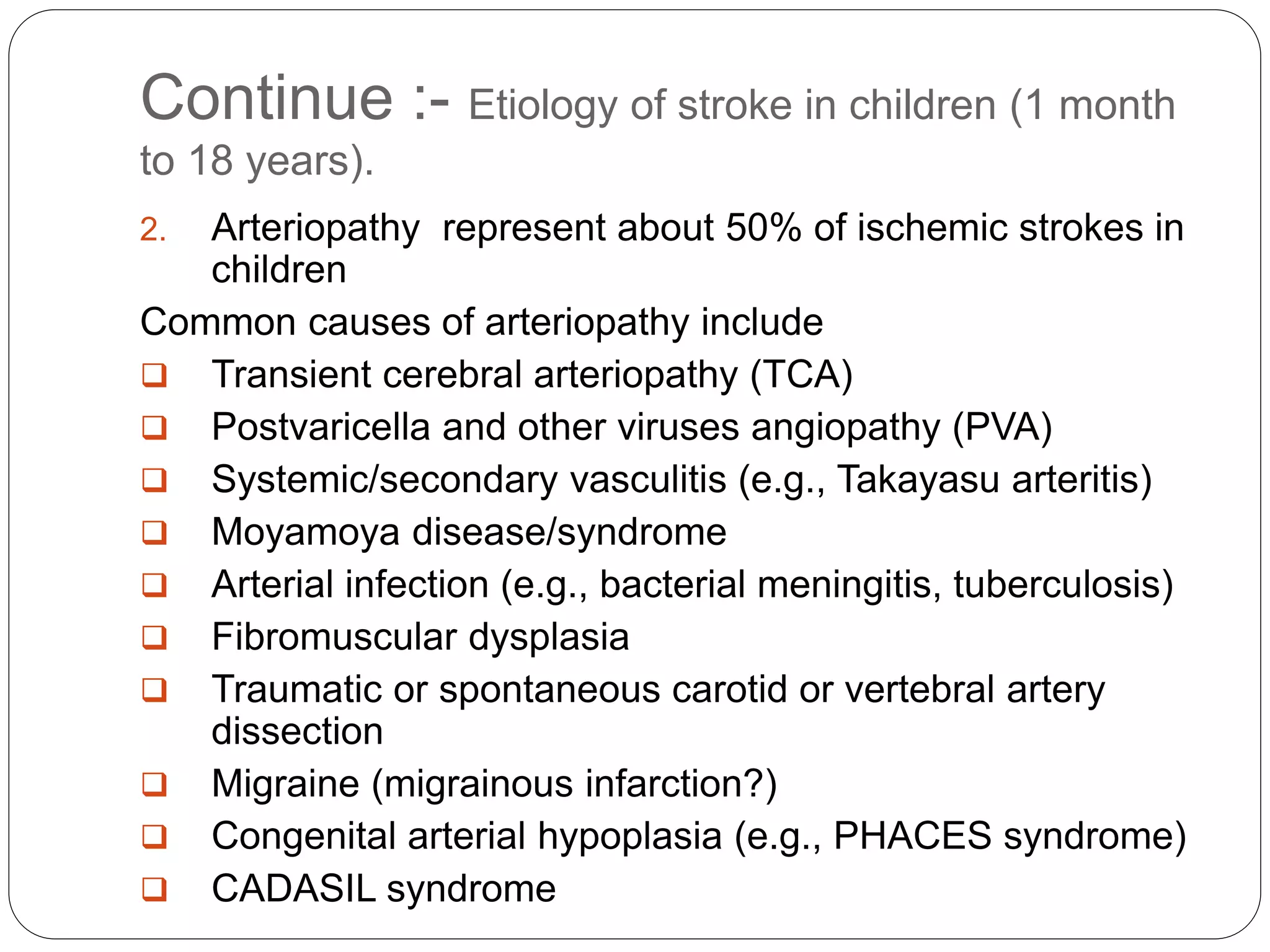 Stroke in children and young adult | PPTX