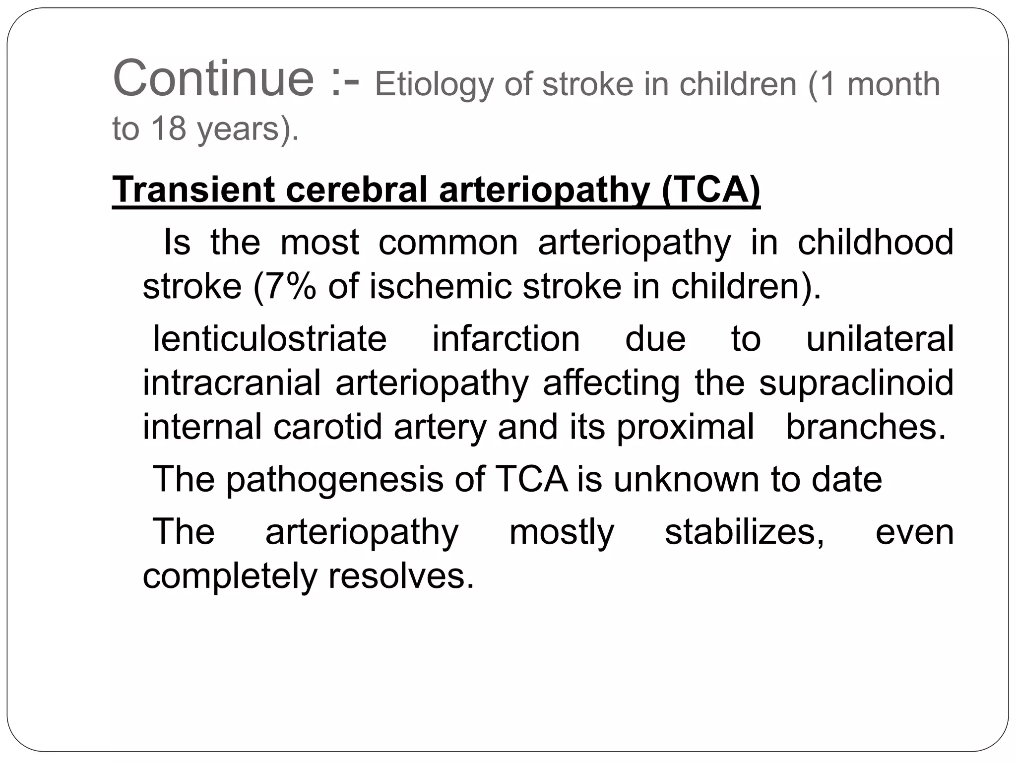Stroke in children and young adult | PPTX