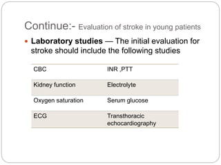 Stroke in children and young adult | PPTX