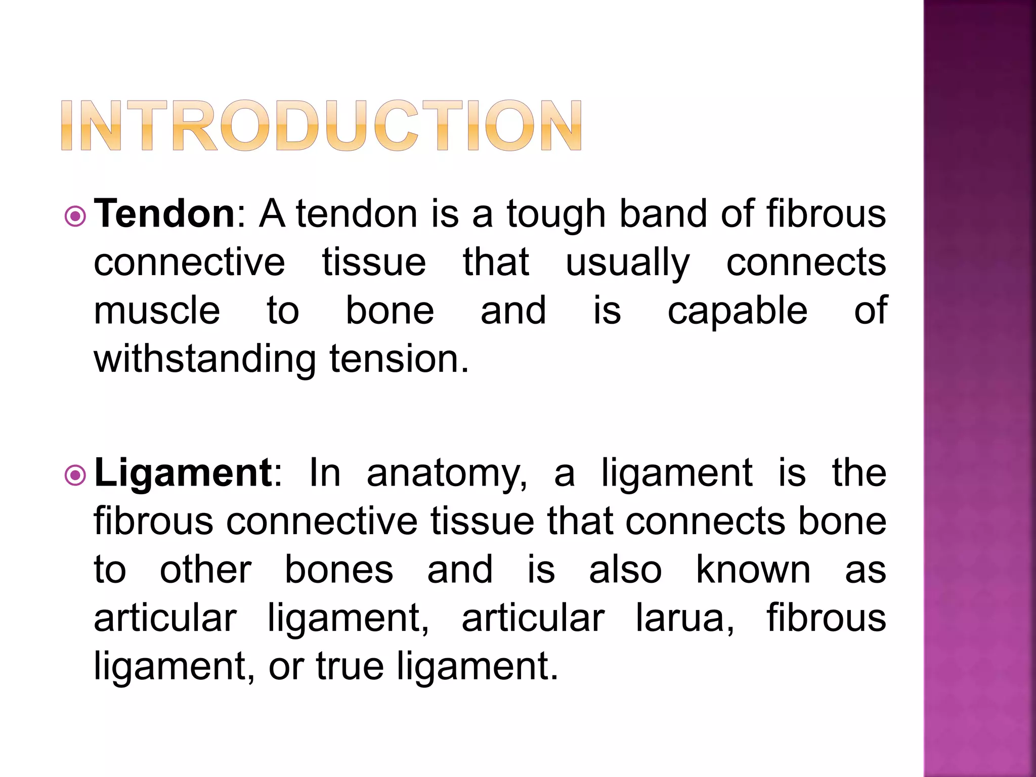 TENDON AND LIGAMENT DISORDERS | PPTX