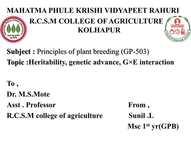 heritability, genetic advance ,G*E interaction | PPTX