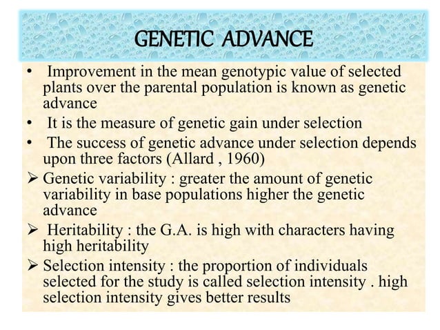 heritability, genetic advance ,G*E interaction | PPTX