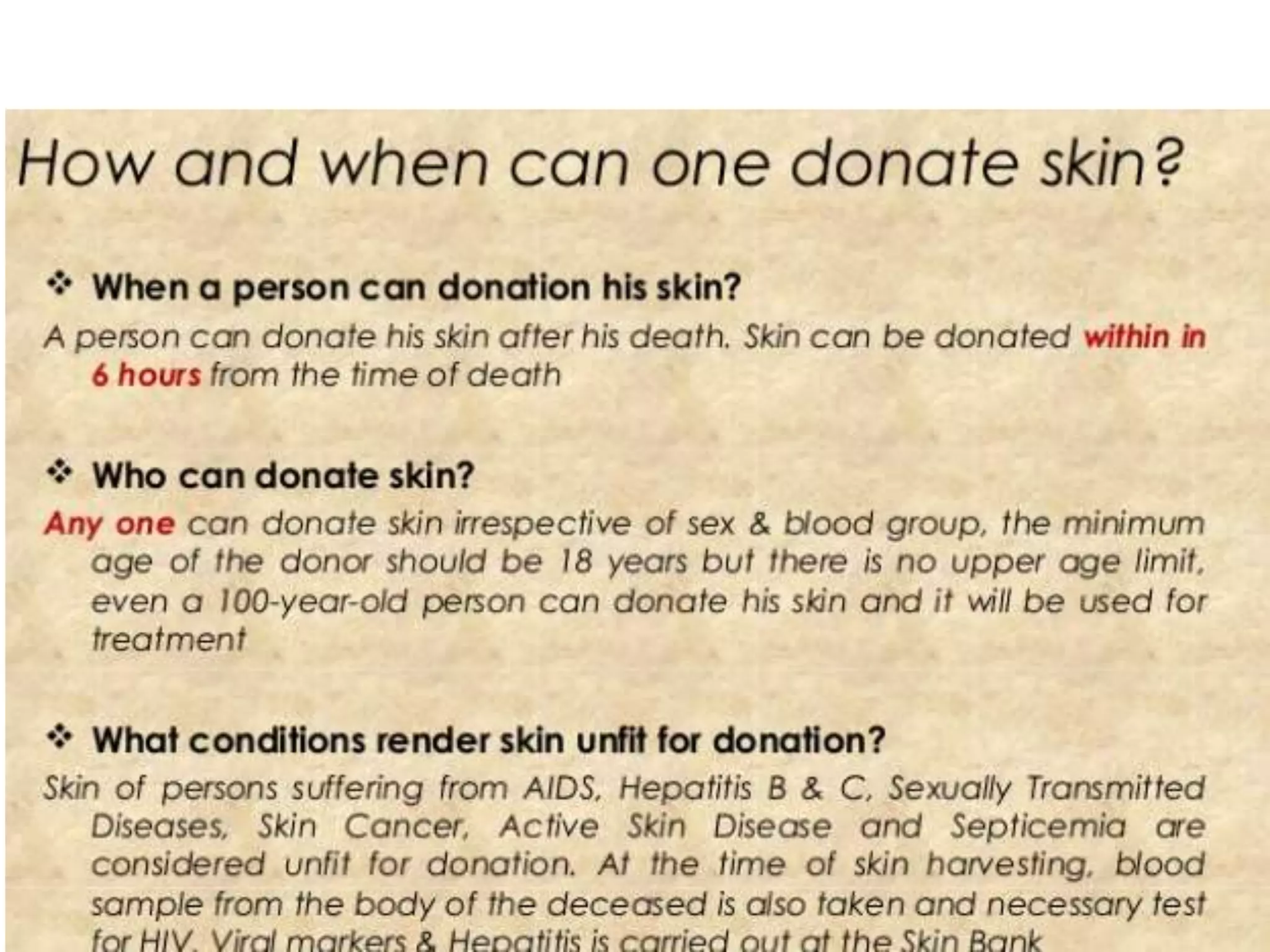 Skin donation, skin banking, skin culture | PPT
