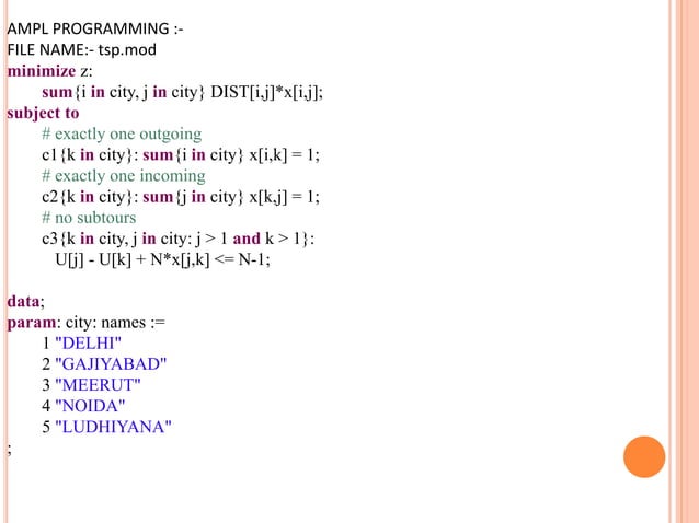 Operation research model for solving TSP | PPTX | Programming Languages | Computing