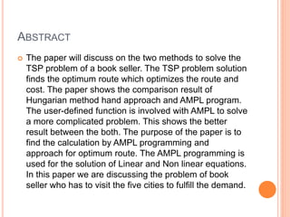 Operation research model for solving TSP | PPTX | Programming Languages ...