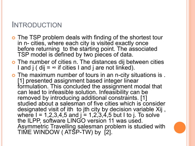Operation research model for solving TSP | PPTX | Programming Languages ...
