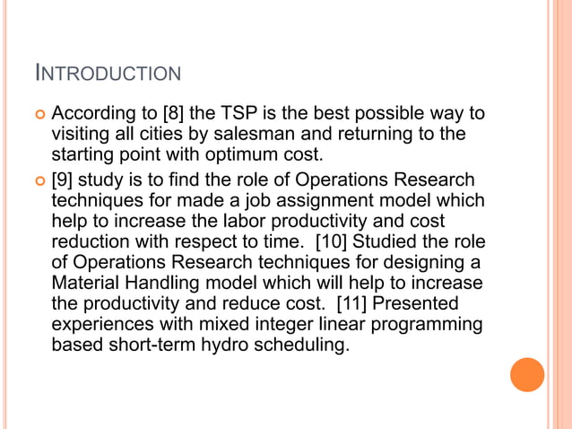 Operation research model for solving TSP | PPTX | Programming Languages | Computing