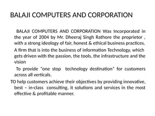 Balaji Group of Services for IT Infrastructure and Govt Services | PPT