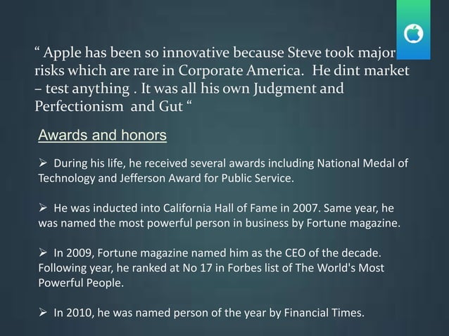 Entrepreneur presentation on Life of Steve Jobs | PPTX | Technology ...