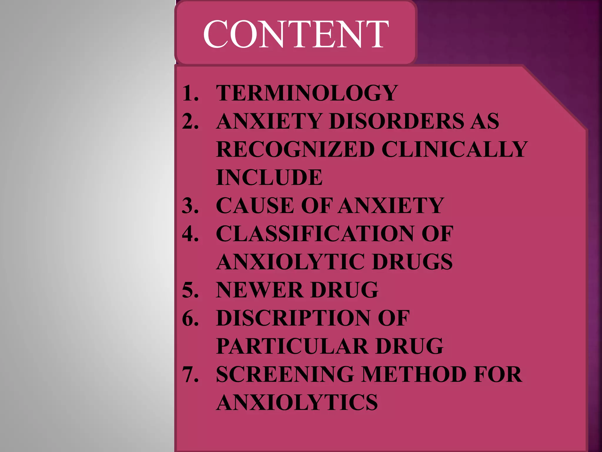 pharmacotherapy of anxiety | PPTX