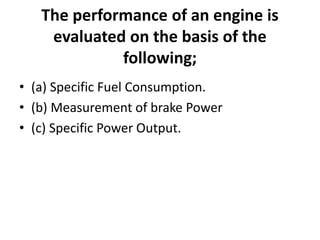 Testing and performance of IC engine | PPTX