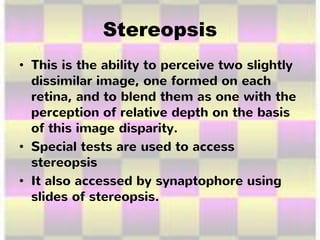 stereopsis history ,uses and charts | PPTX