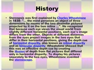 stereopsis history ,uses and charts | PPTX