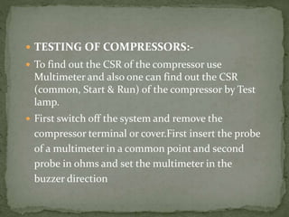 testing & fault finding of resiprocating compressor | PPTX