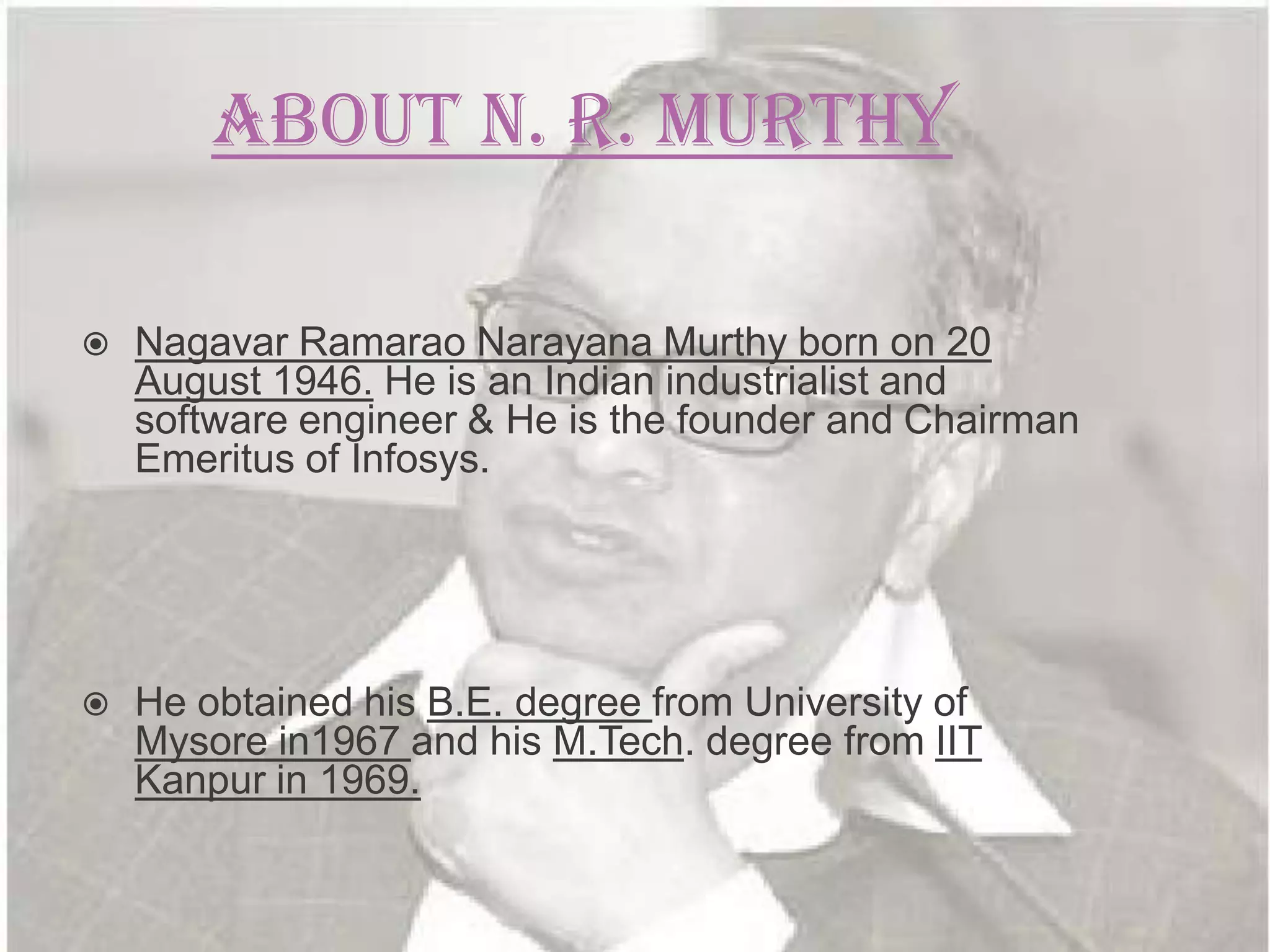 N. R. Narayan murthy and his management functions | PPTX