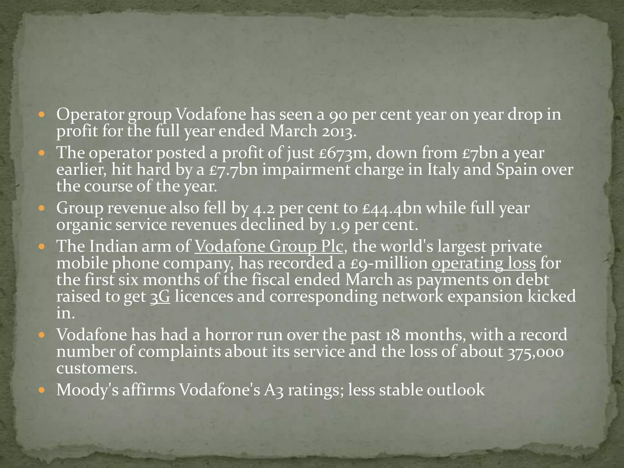 Organisational Structural Change in Vodafone | PPTX