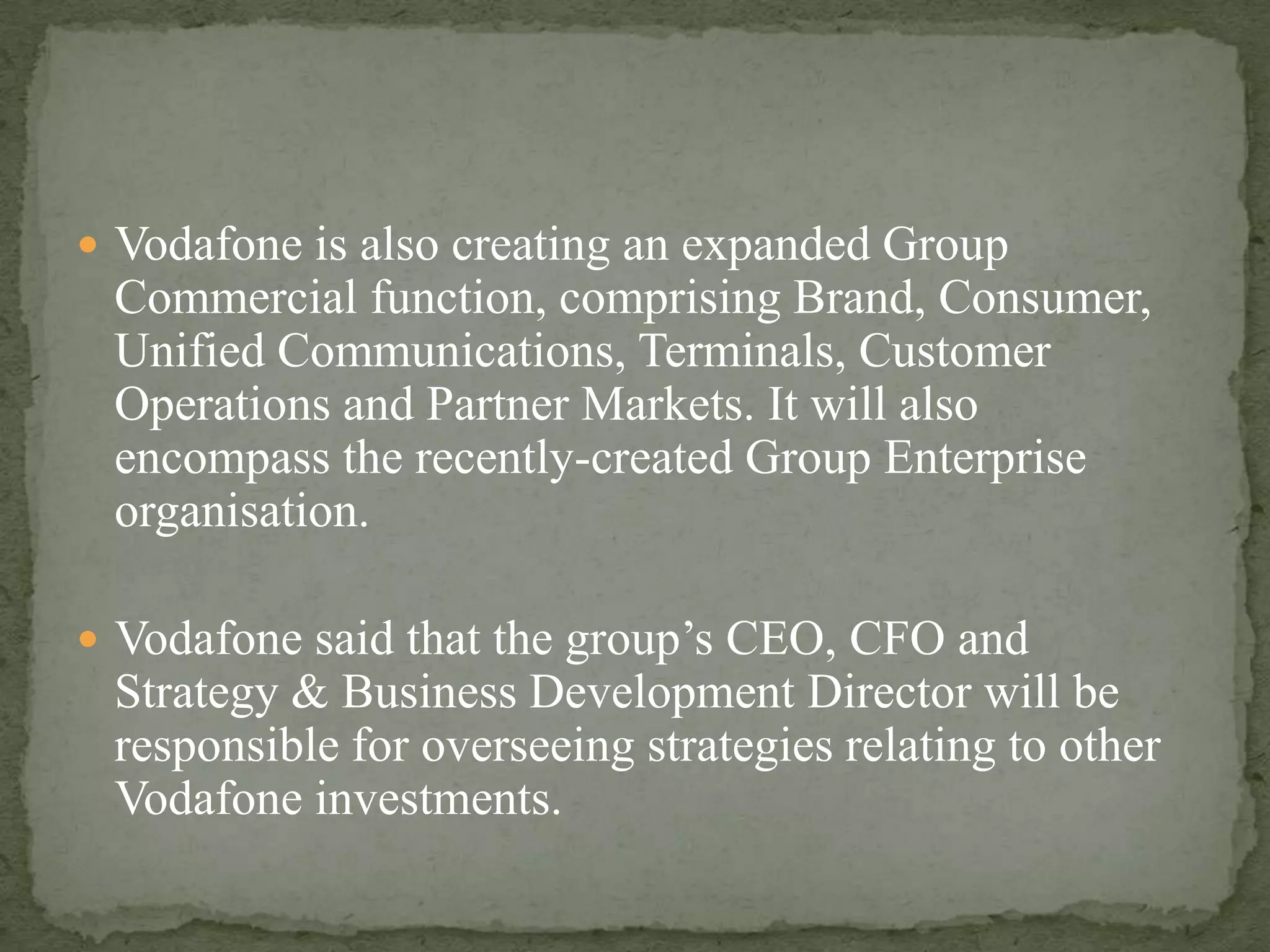 Organisational Structural Change in Vodafone | PPTX